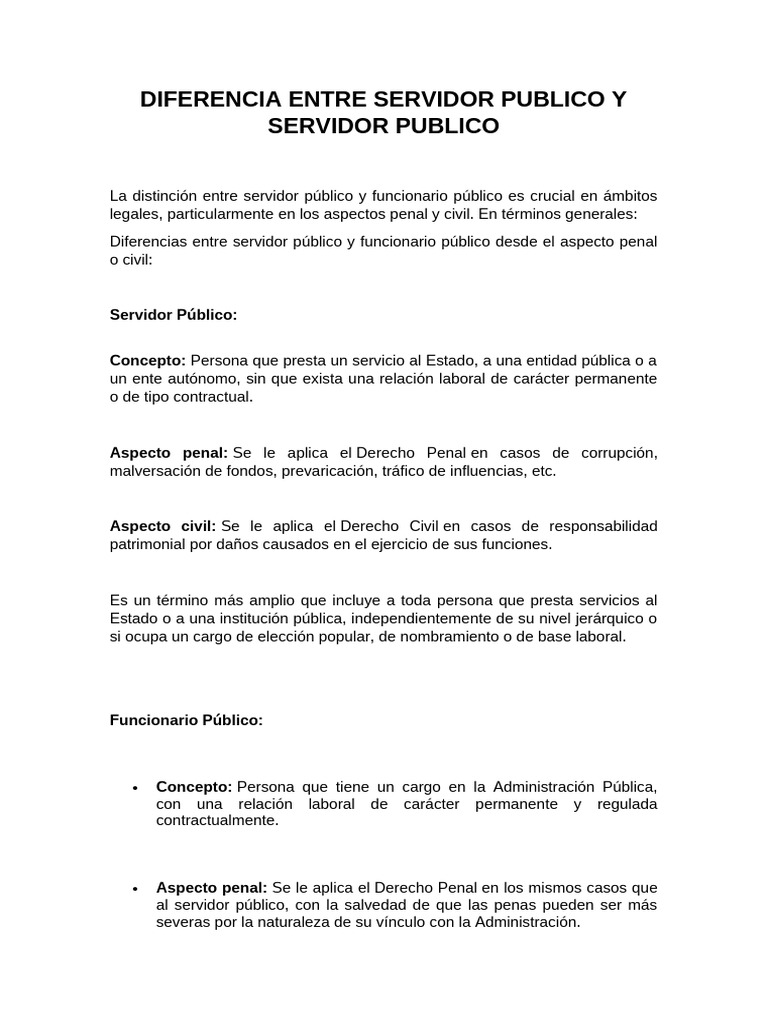 Diferencias entre Servidor y Funcionario Público | PDF | Servicio Civil ...