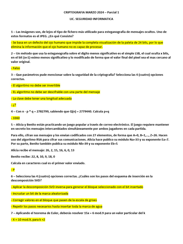 Criptografia Parcial 1 | PDF | Cifrado | Clave (criptografía)