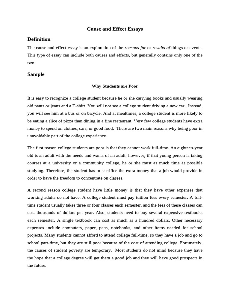 Cause and Effects Essays | PDF | Obesity | Climate Change