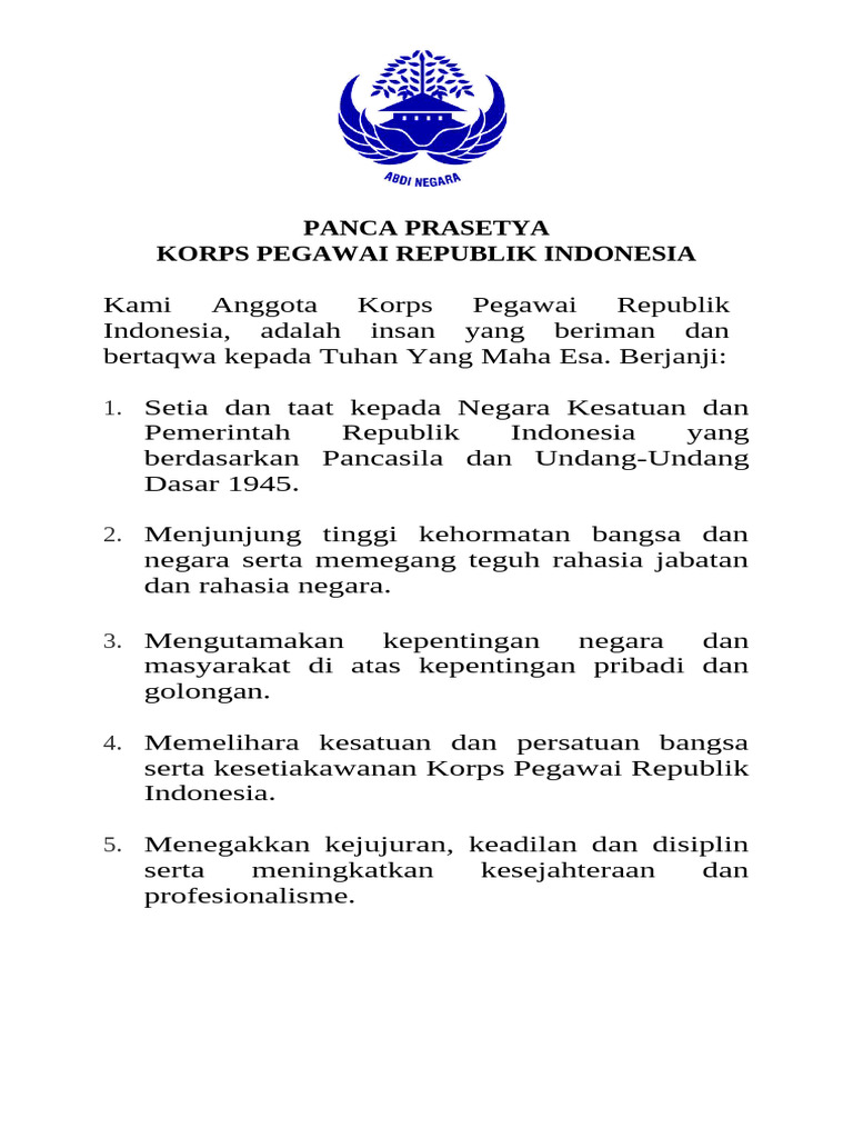 Panca Prasetya Korpri | PDF