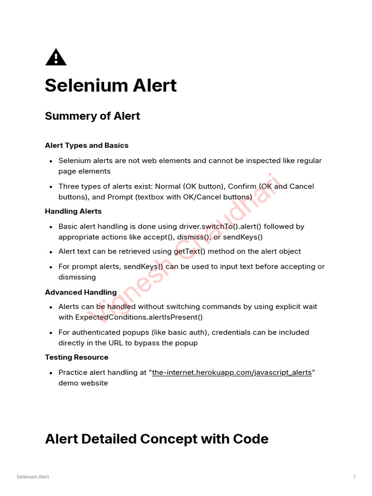 Alert Handling in Selenium | PDF | Computing | Software