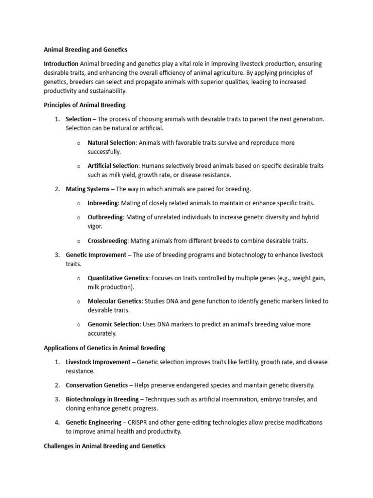 Animal Breeding and Genetics | PDF | Meiosis | Genetic Code