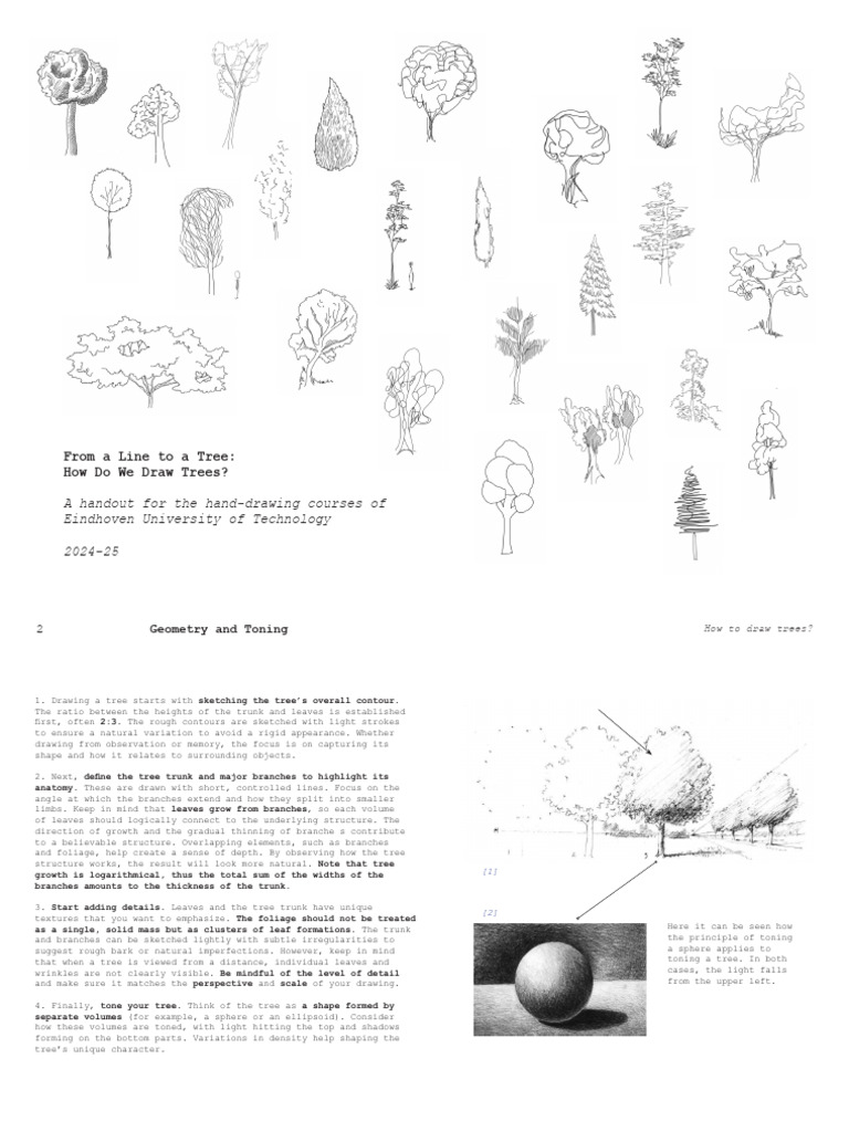 How To Draw Trees (Handout 2025) | PDF | Drawing | Leaf