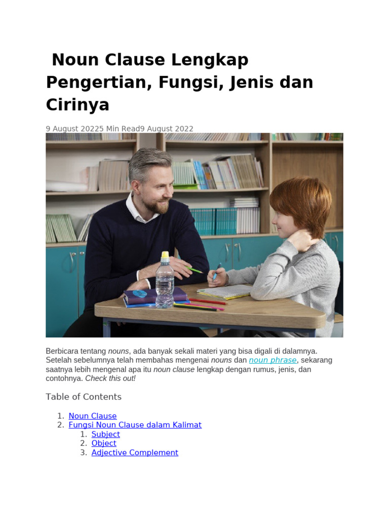 Noun Clause Lengkap Pengertian | PDF
