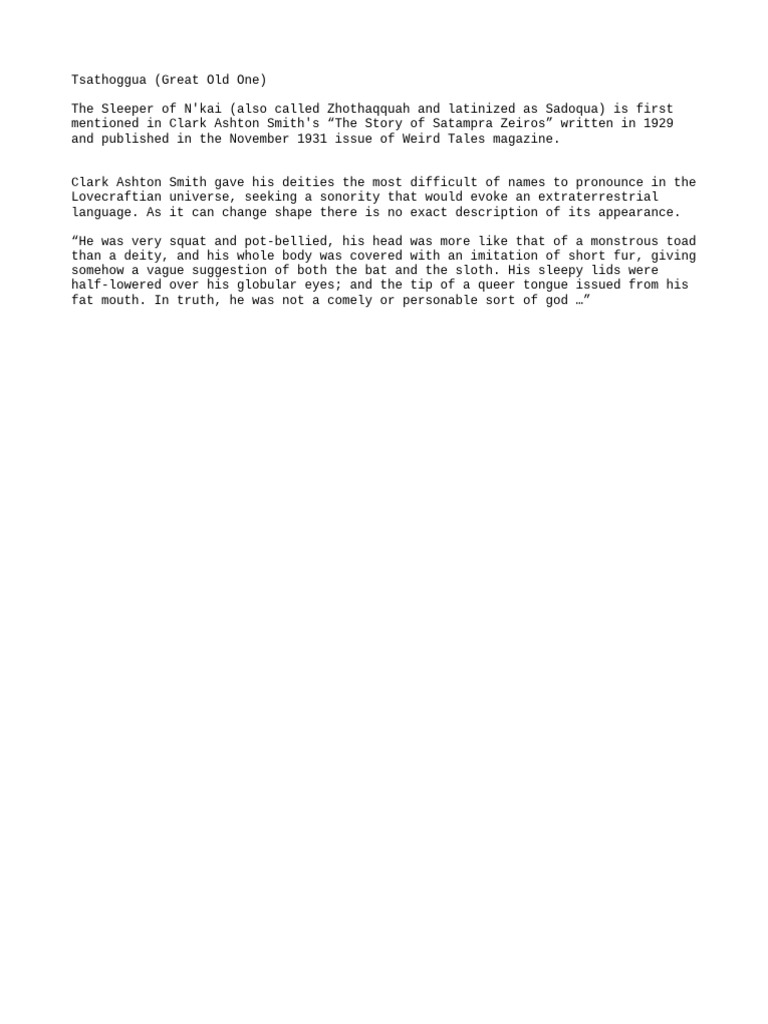 Tsathoggua Desc | PDF