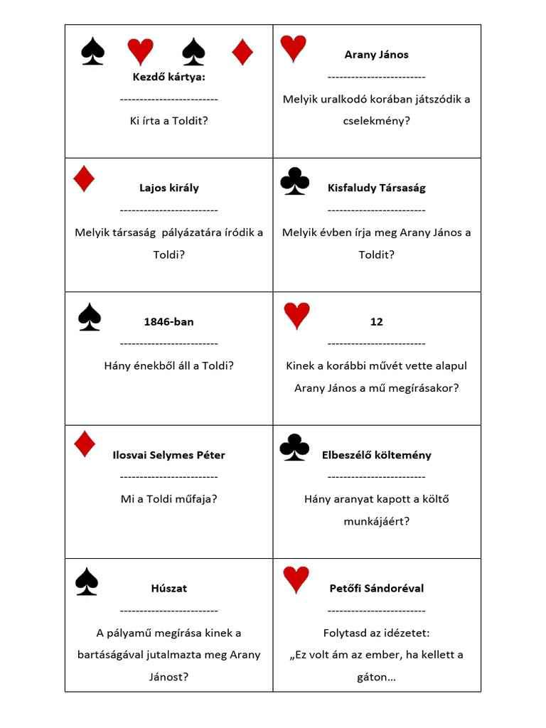 Toldi Kártyák-1 | PDF