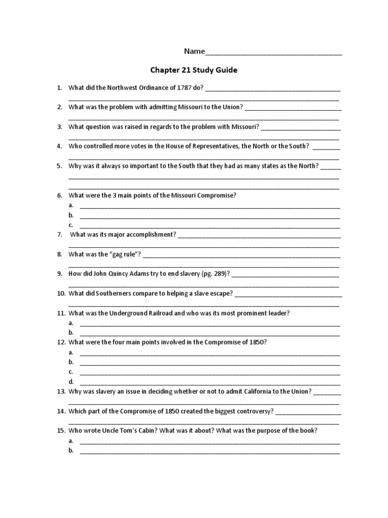 Chapter 21 Study Guide: Name | PDF