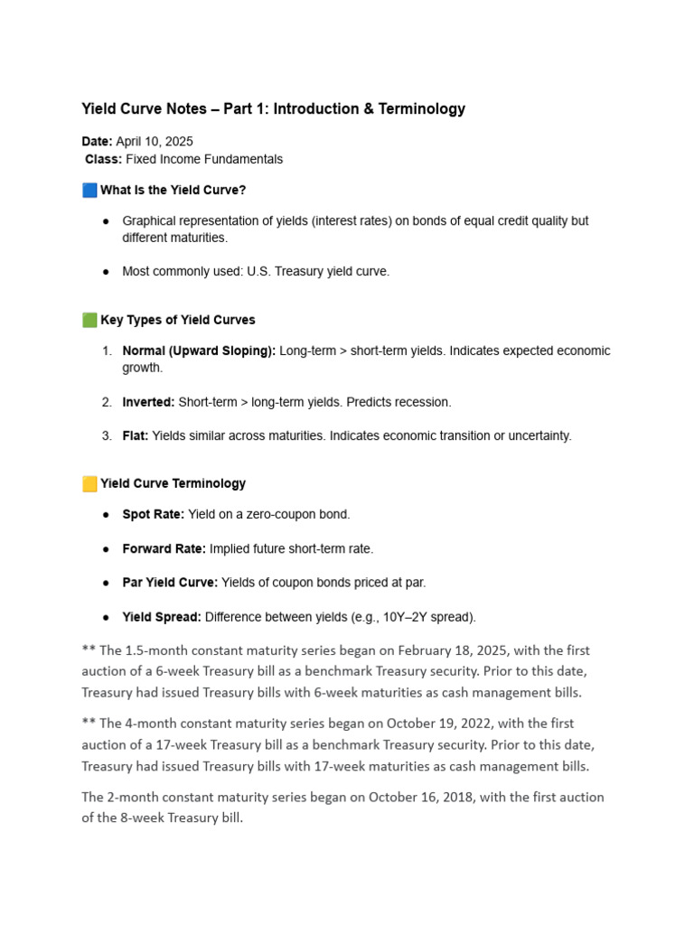 Yield curve class notes pt2 Econ 121 | PDF | Yield (Finance) | Yield Curve