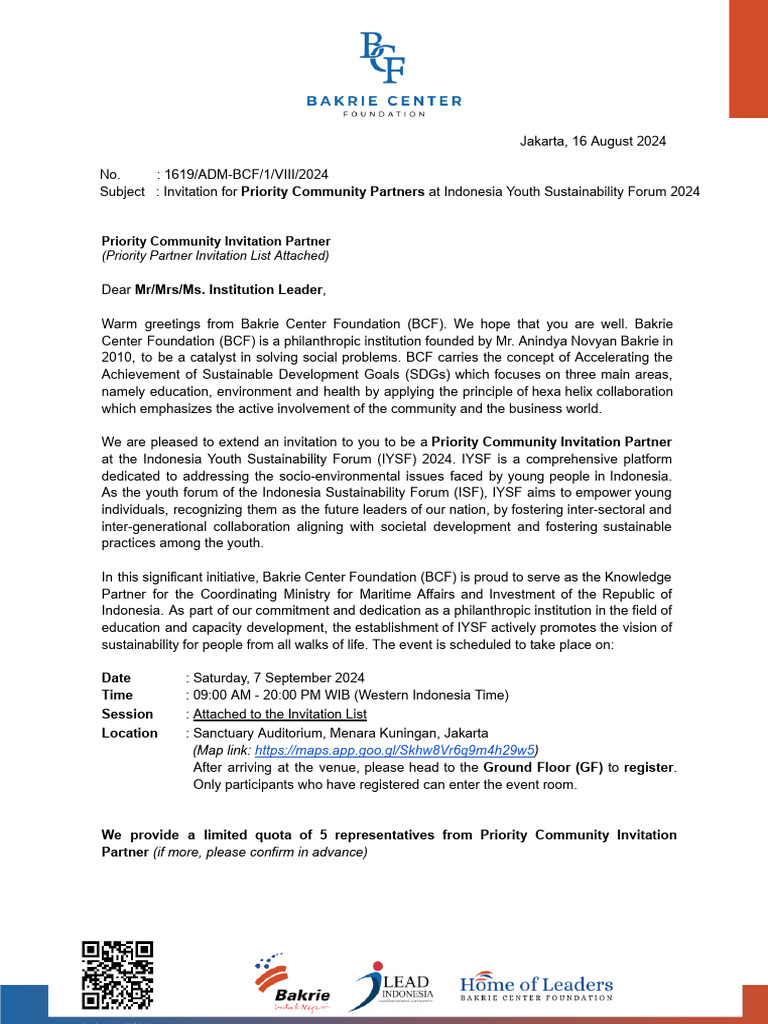 Invitation for Priority Community Partners at Indonesia Youth ...