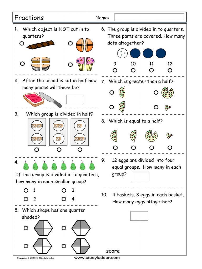 Studyladder - Fractions Problem Solving | PDF