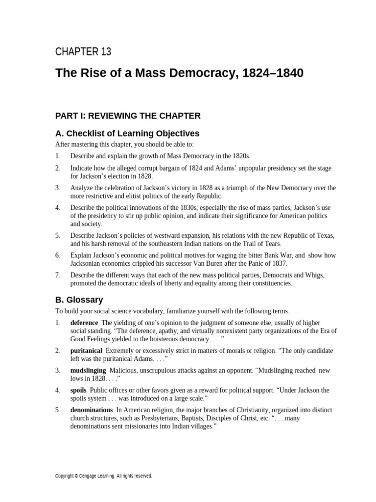 The Rise of Mass Democracy, 1824-1840 | PDF | Whig Party (United States ...