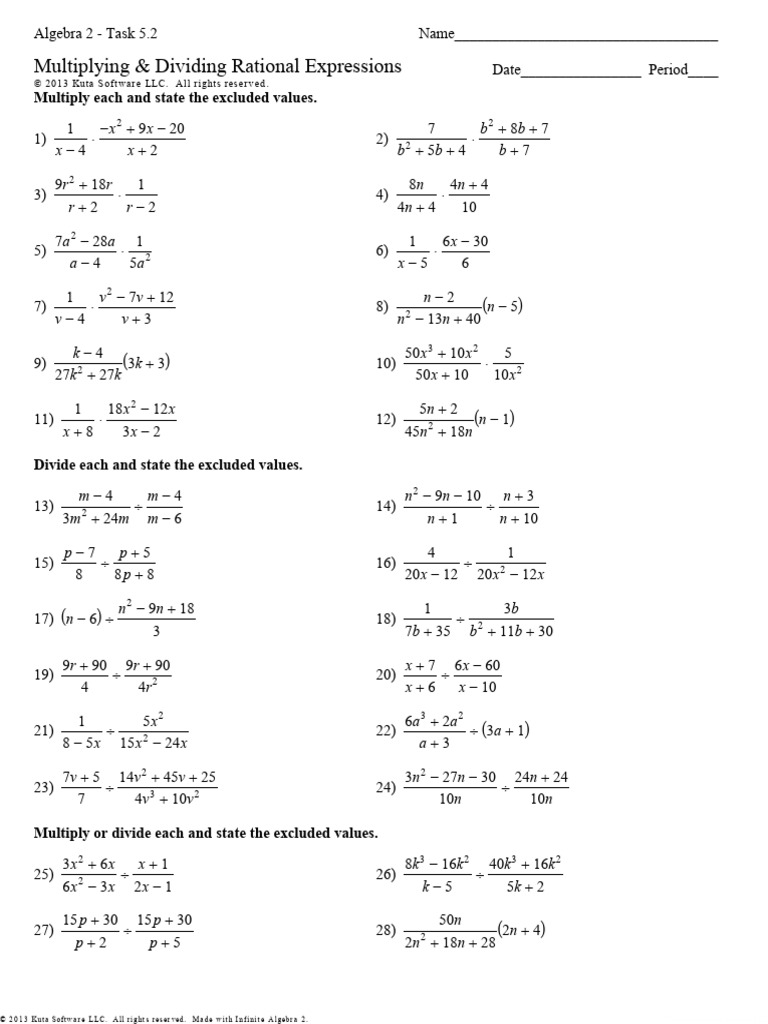 Multiplying and Dividing Rational Expressions (Dragged) | PDF ...