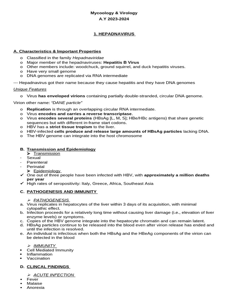 Myco-Viro-Hand-out-batch1 | PDF | Virus | Smallpox