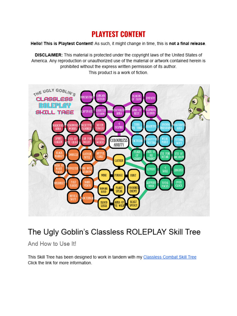 T.U.G.'s Classless RP Skill Tree | PDF | Mining