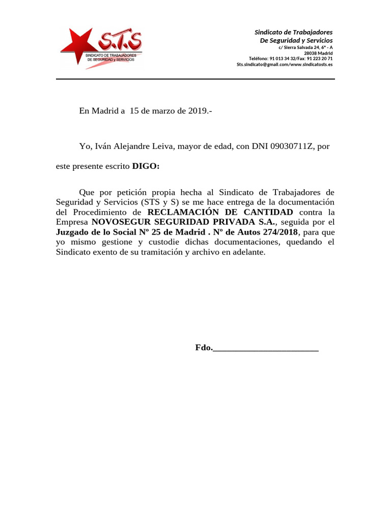 Constancia de Entrega de Documentos Iván Alejandre Leiva | PDF
