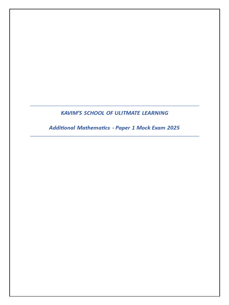 F5 Paper 1 Mock Exam Cover | PDF