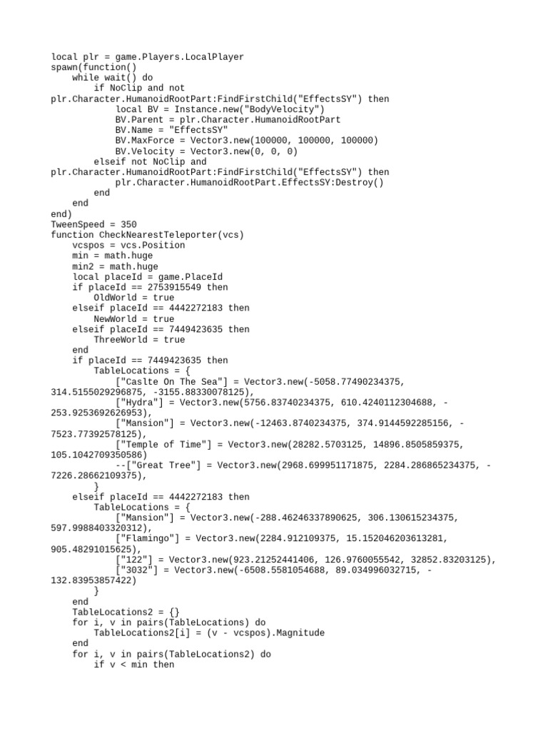 Tween(Lua) Code For Blox Fruit Game | PDF