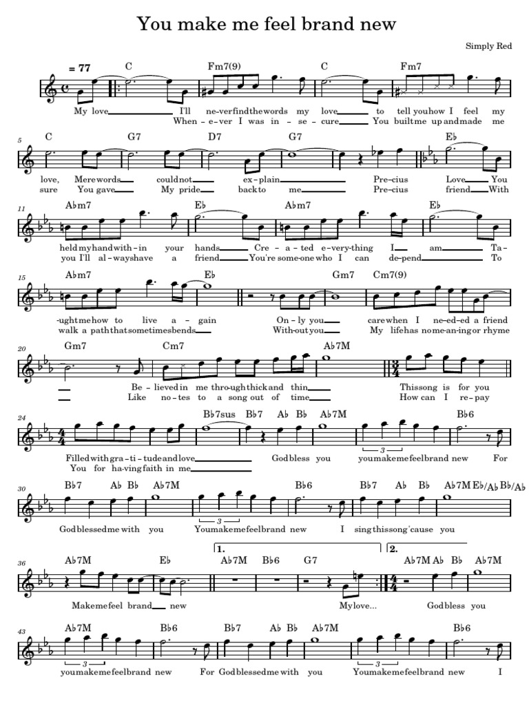 You Make Me Feel Brand New Simple Red Sax Alto | PDF