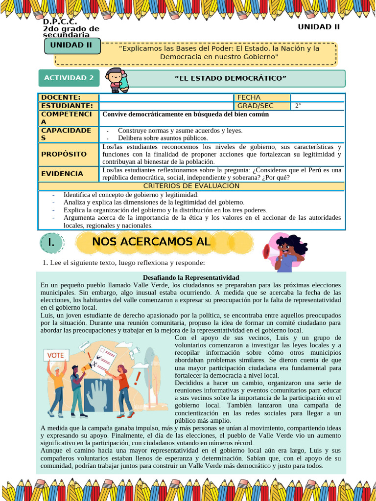 2° DPCC - Actv.02-Uni.2 2024 | PDF | Gobierno | Legitimidad (política)