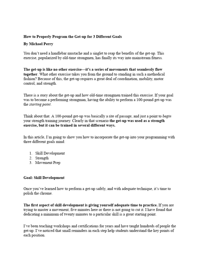 How To Properly Program The Get-Up For 3 Different Goals | PDF | Elbow ...