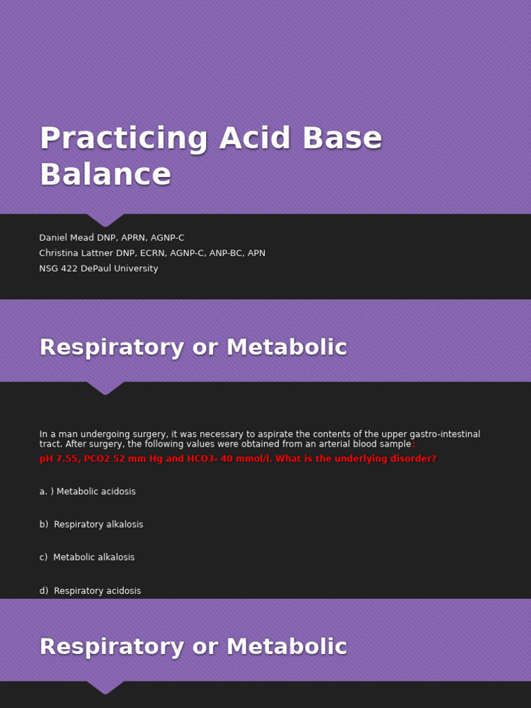 Practicing Acid Base Balance | PDF | Metabolism | Medical Emergencies