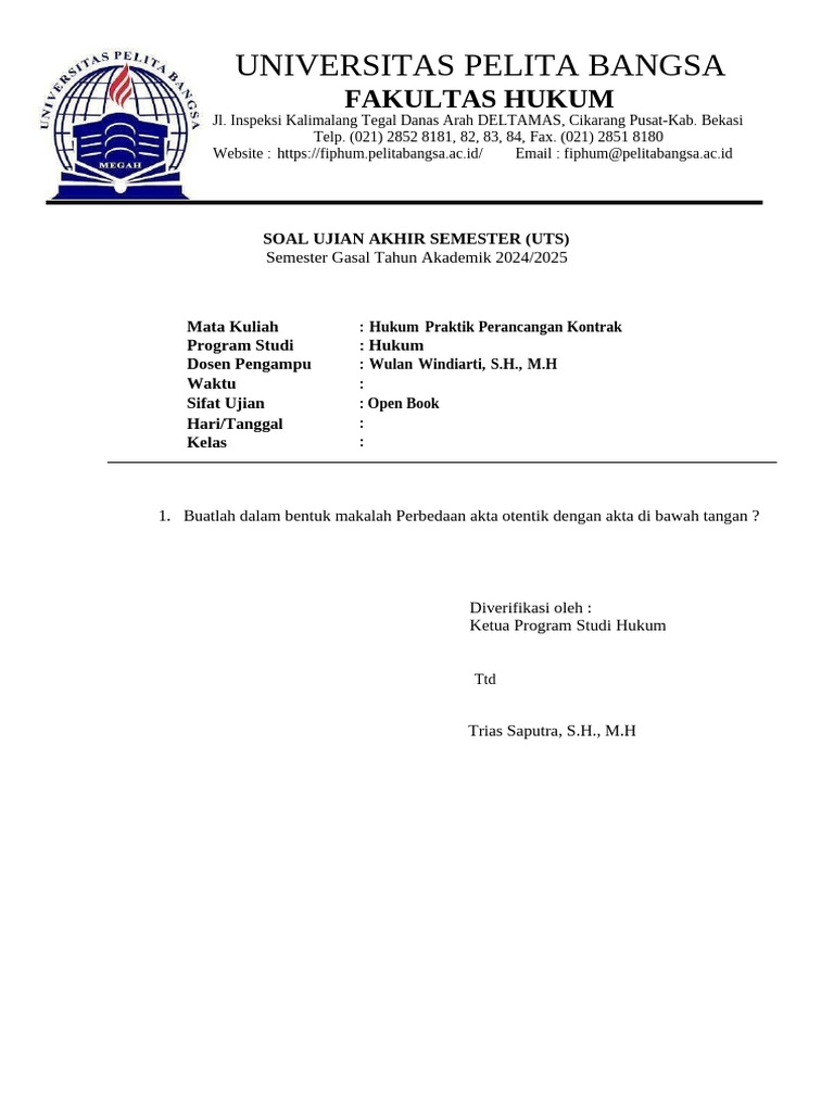 SOAL UAS HK PPK Fix | PDF