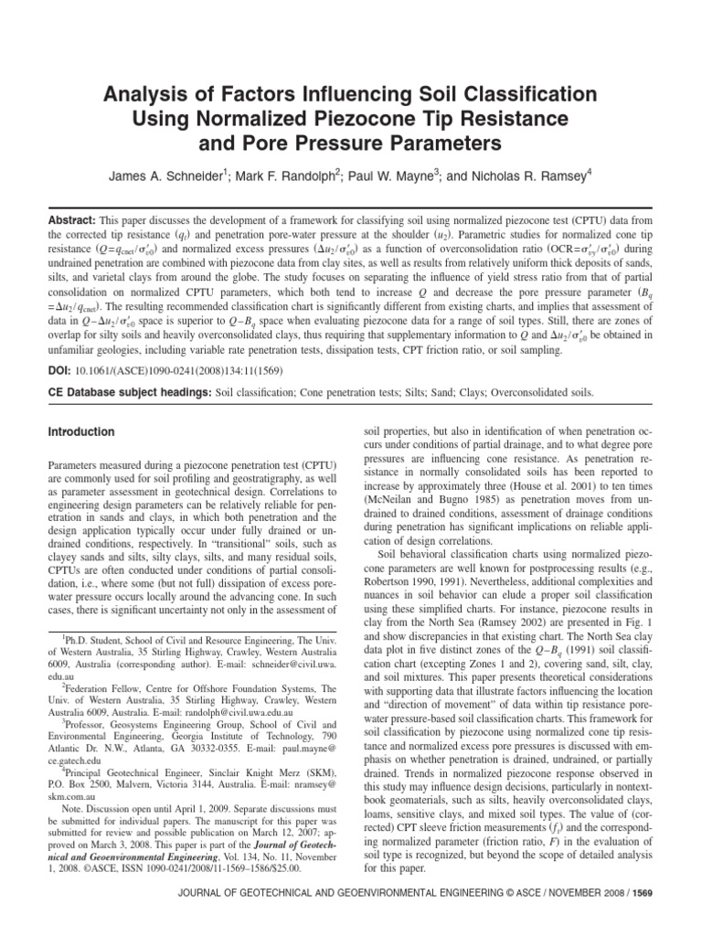 Analysis of Factors Influencing Soil Classification Using Normalized Piezocone Tip Resistance ...