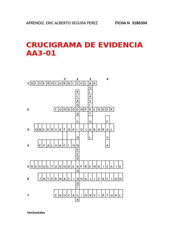 Crucigram Eric Segura | PDF