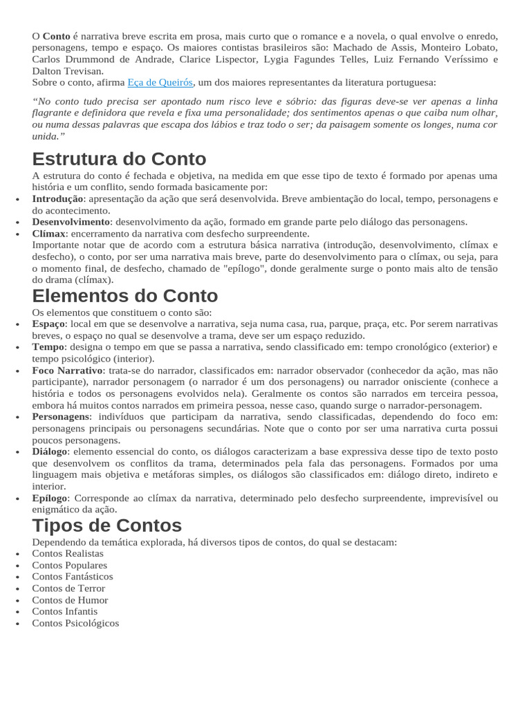 Gênero Textual Conto - Conceito | PDF | Contos