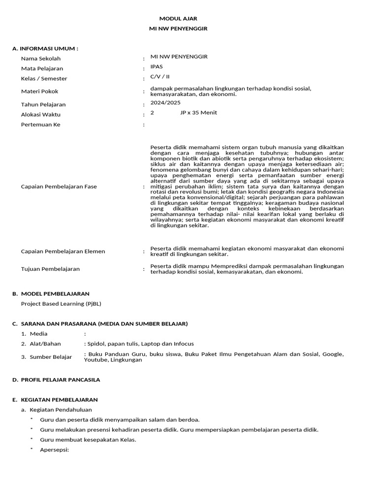 Modul Ajar Praktik | PDF