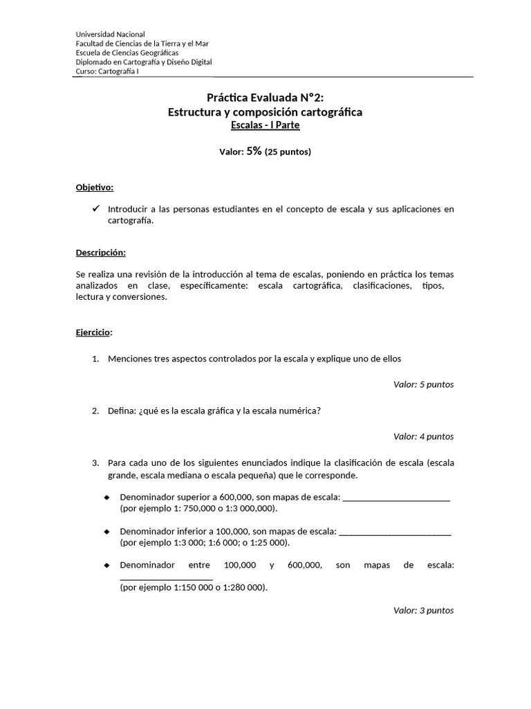 Práctica Evaluada 2 - Escalas | PDF