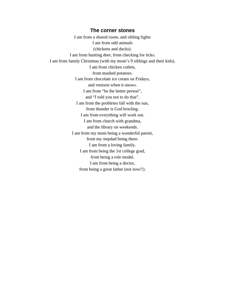 I Am From Poem | PDF