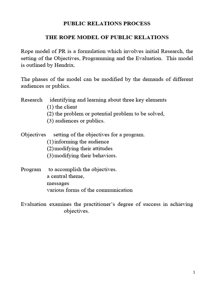 The Rope Model of Public Relations | PDF | Public Relations | Attitude ...