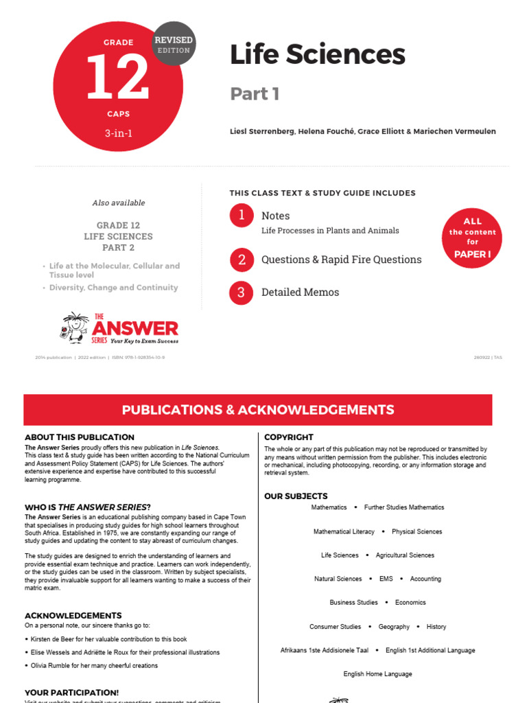 Life Science Part 1 - The Answer Series Book | PDF | Experiment ...