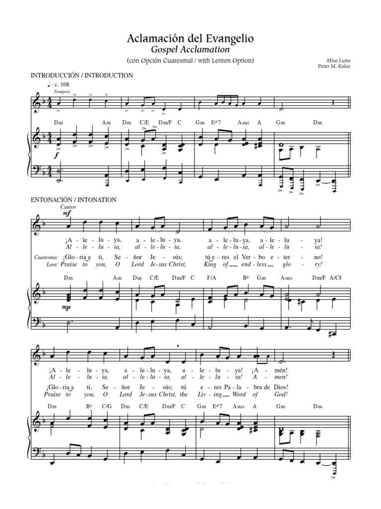 Aclamación del Evangelio en Misa Luna | PDF | Adoración Cristiana Y ...