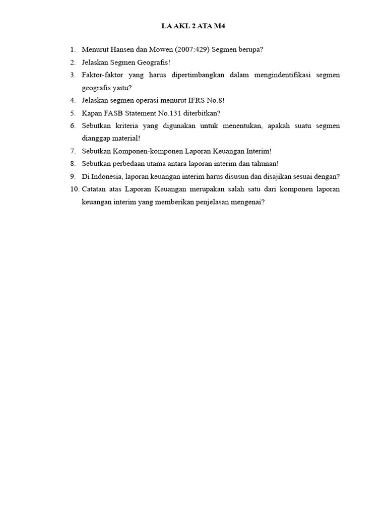 Segmen Geografis dan Laporan Keuangan Interim | PDF