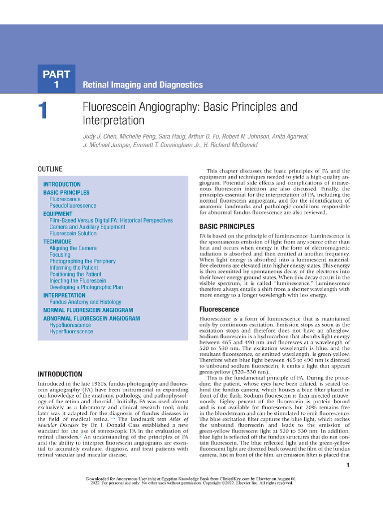 1 Fluorescein Angiography: Basic Principles and Interpretation | PDF | Shock (Circulatory ...