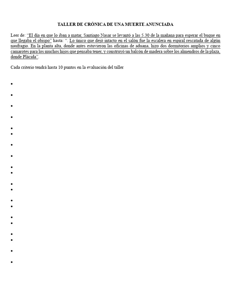 Taller de Crónica de Una Muerte Anunciada | PDF | Infografia