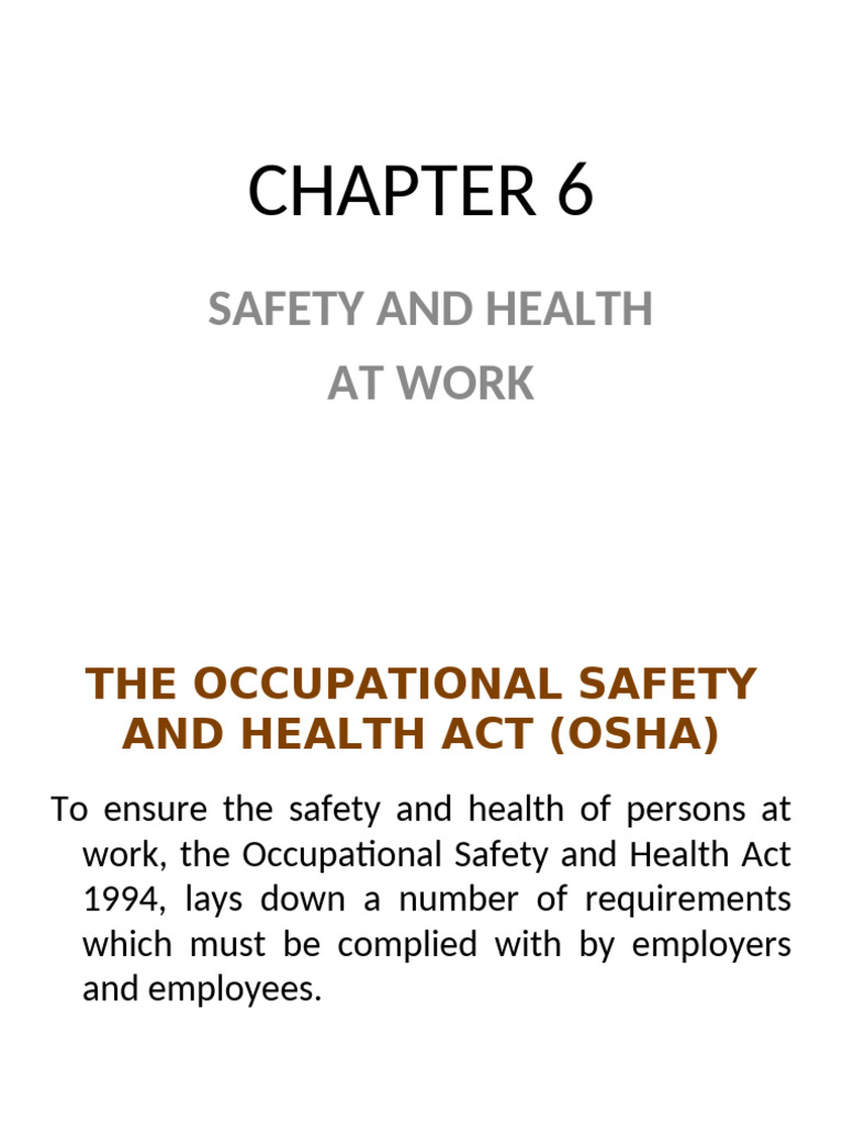 Mgt340 - Topic 6 - Safety and Health | PDF | Occupational Safety And ...