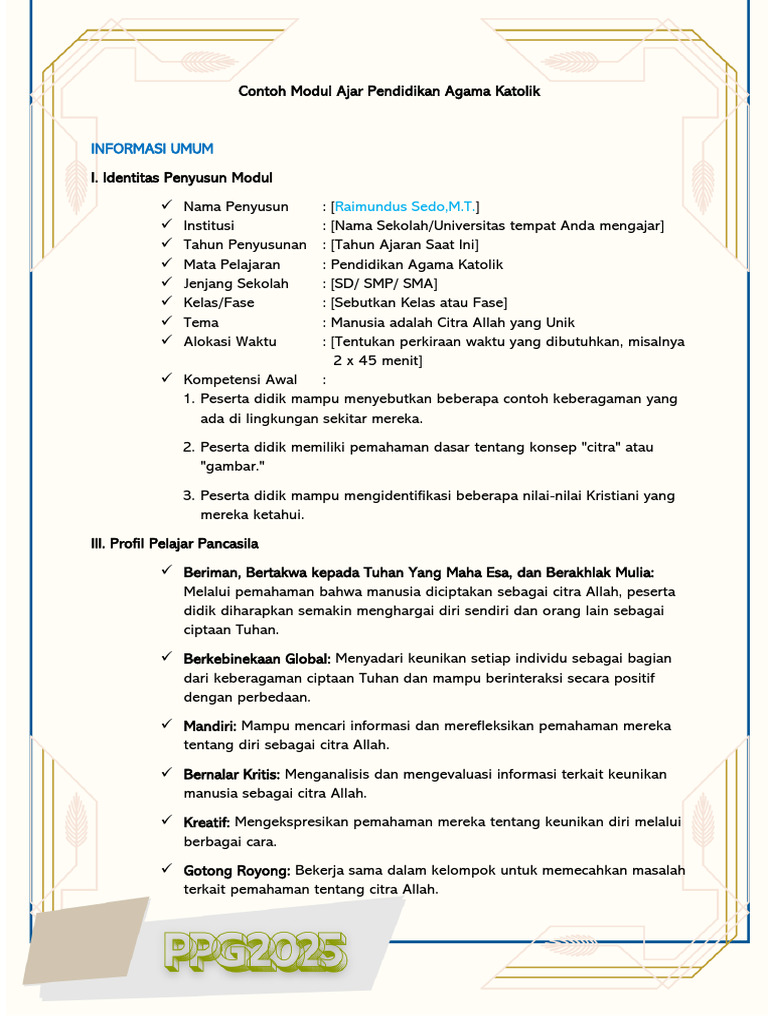 Contoh Modul Ajar PPG | PDF