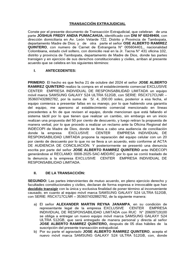 10 Transacción Extrajudicial | PDF