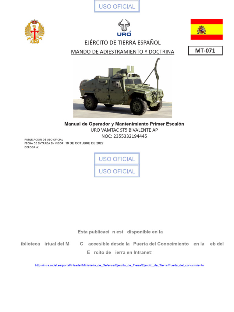 Mt-071 Uro Vamtac St5 Bivalente AP Manual Manto 1 Esc 2355-33-219-4445 ...