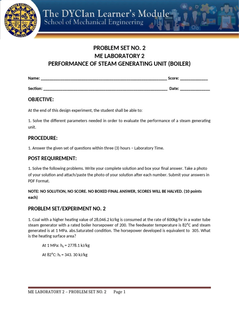 Me Lab 2 Problem Set No. 2 | PDF
