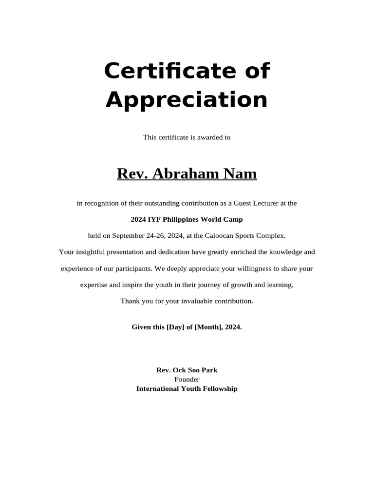 Certificate of Appreciation | PDF