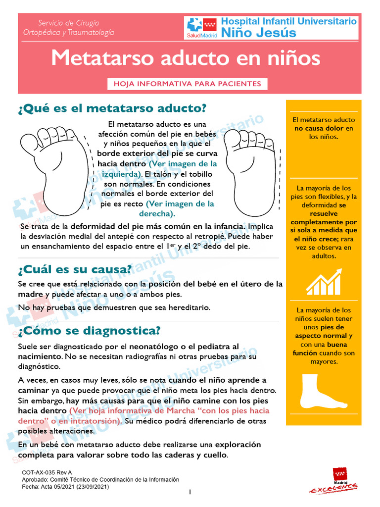 Metatarso Aducto en Niños: Diagnóstico y Tratamiento | PDF | Pie ...