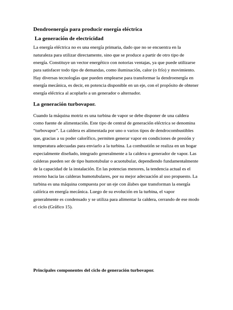 Dendroenergía Para Producir Energía Eléctrica | PDF | Vapor | Máquina ...