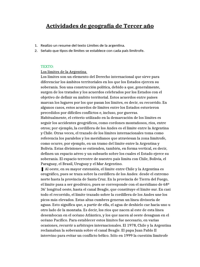 Act Geo de Tercer Año II CSD | PDF | Argentina | Ciencias de la Tierra