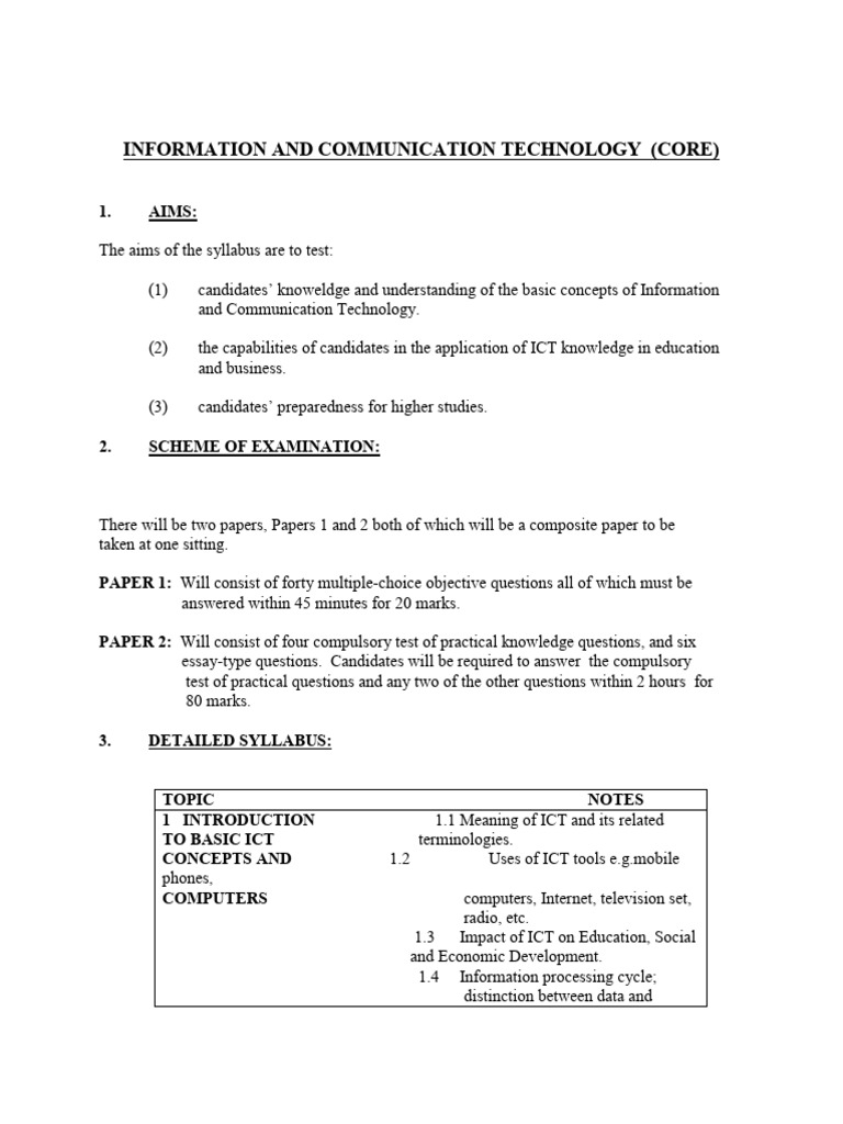 Information and Communication Technology (Core) | PDF | Information And ...