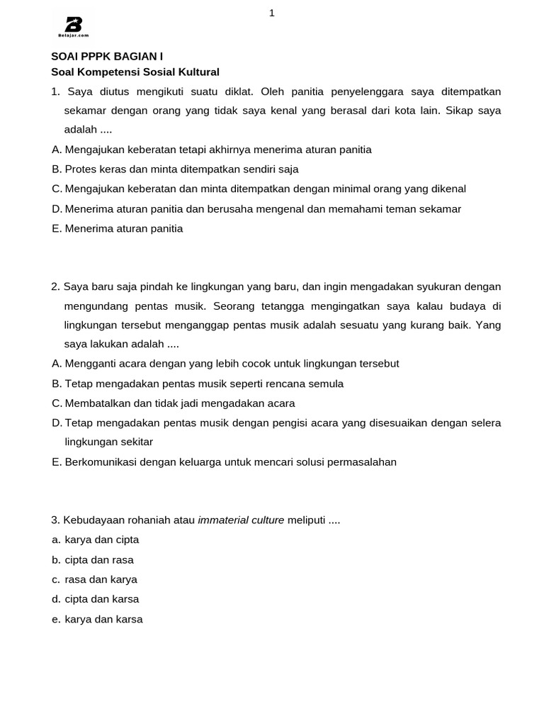 Latihan Soal P3K - 1 | PDF
