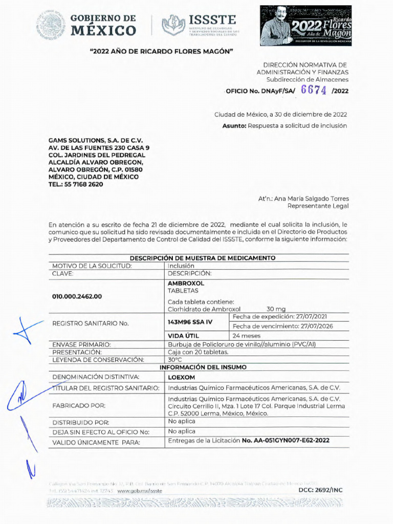 Gams 2462 Ambroxol (Iqfa) Comercial | PDF